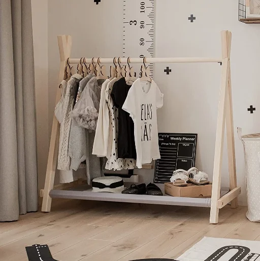 Storage Space Garment Rack Children Wardrobe Teepee Style Clothing Rack ...