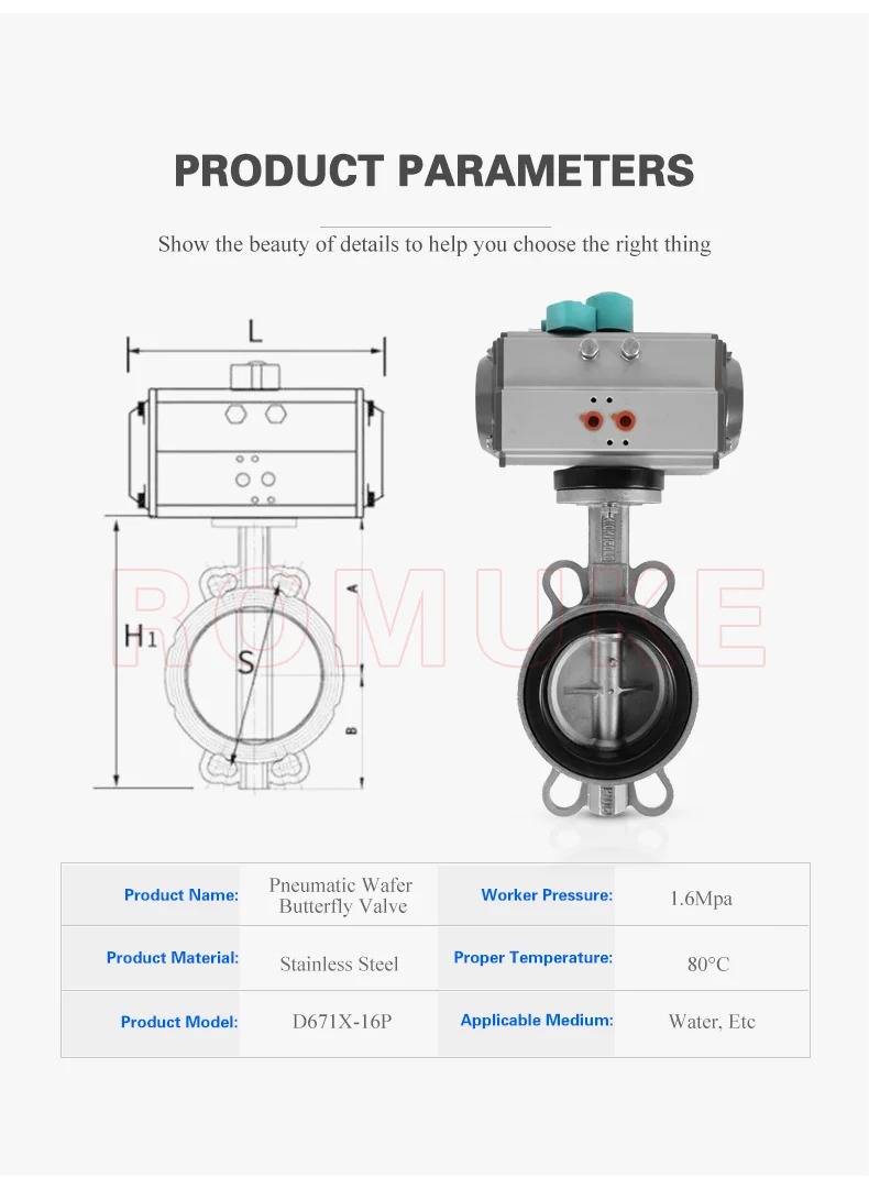 D671X-16P气动蝶阀气动不锈钢304 316片式软密封蝶阀DN50100150200| Alibaba.com