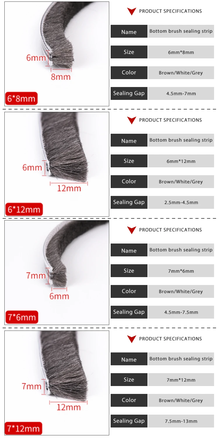 Sliding Door And Window Wool Seal White Grey Brown Self Adhesive Seal ...