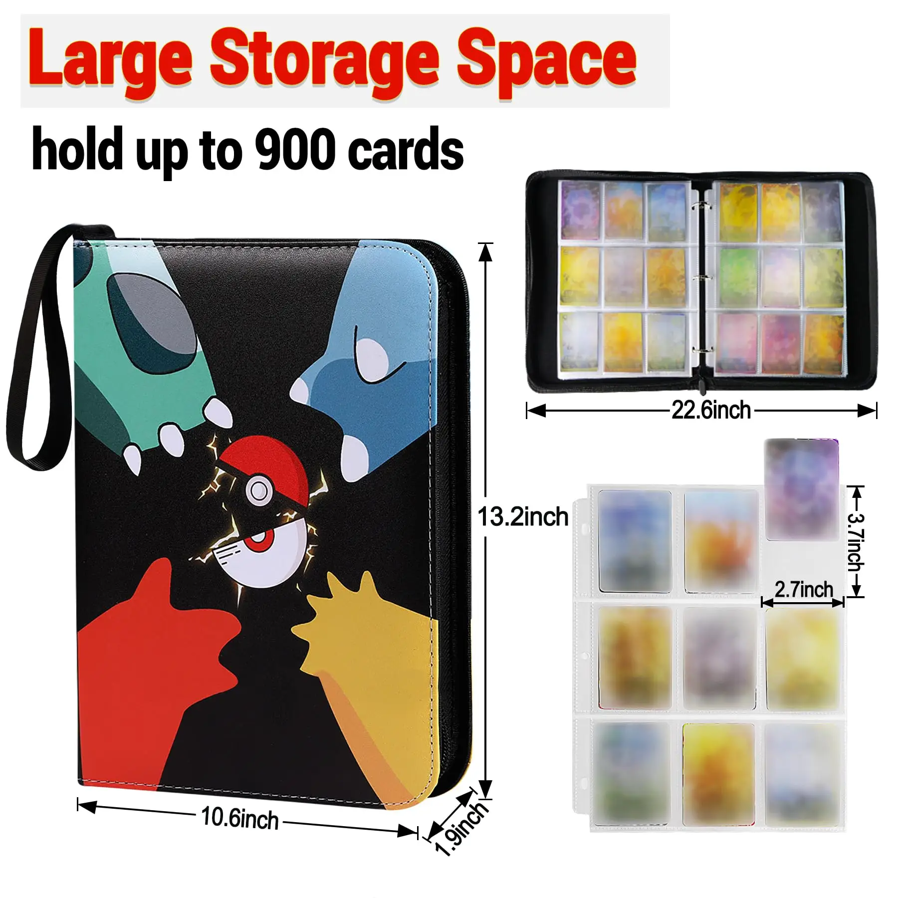 9 Pocket Trading Card Binder Photo Card Album 900 Pockets Card Binder ...