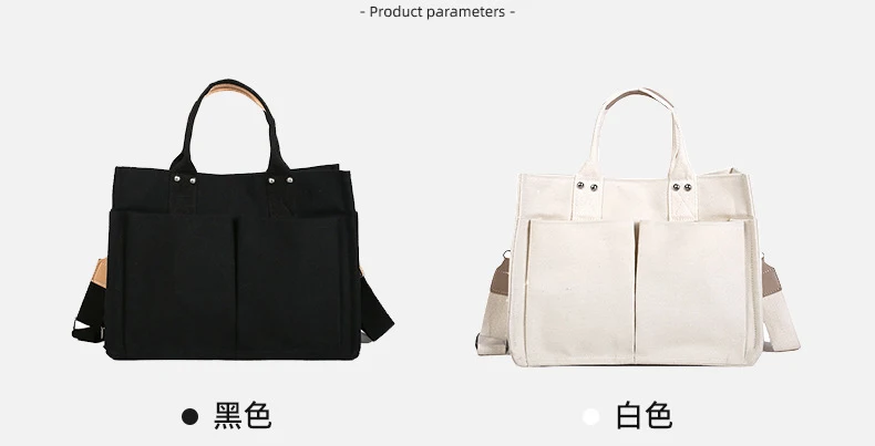 Blank Multi Pocket Tote Bag Custom Label,Stylish Zip Utility Daily ...