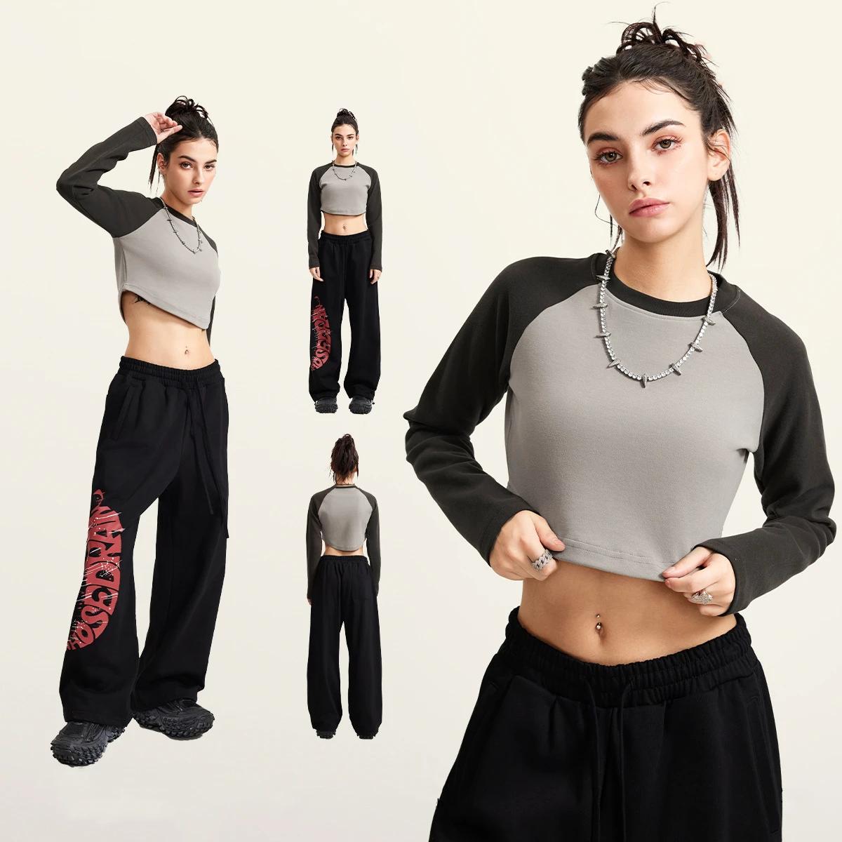 High Quality Long Sleeve Crop Top For Women 100% Cotton Terry Blank ...