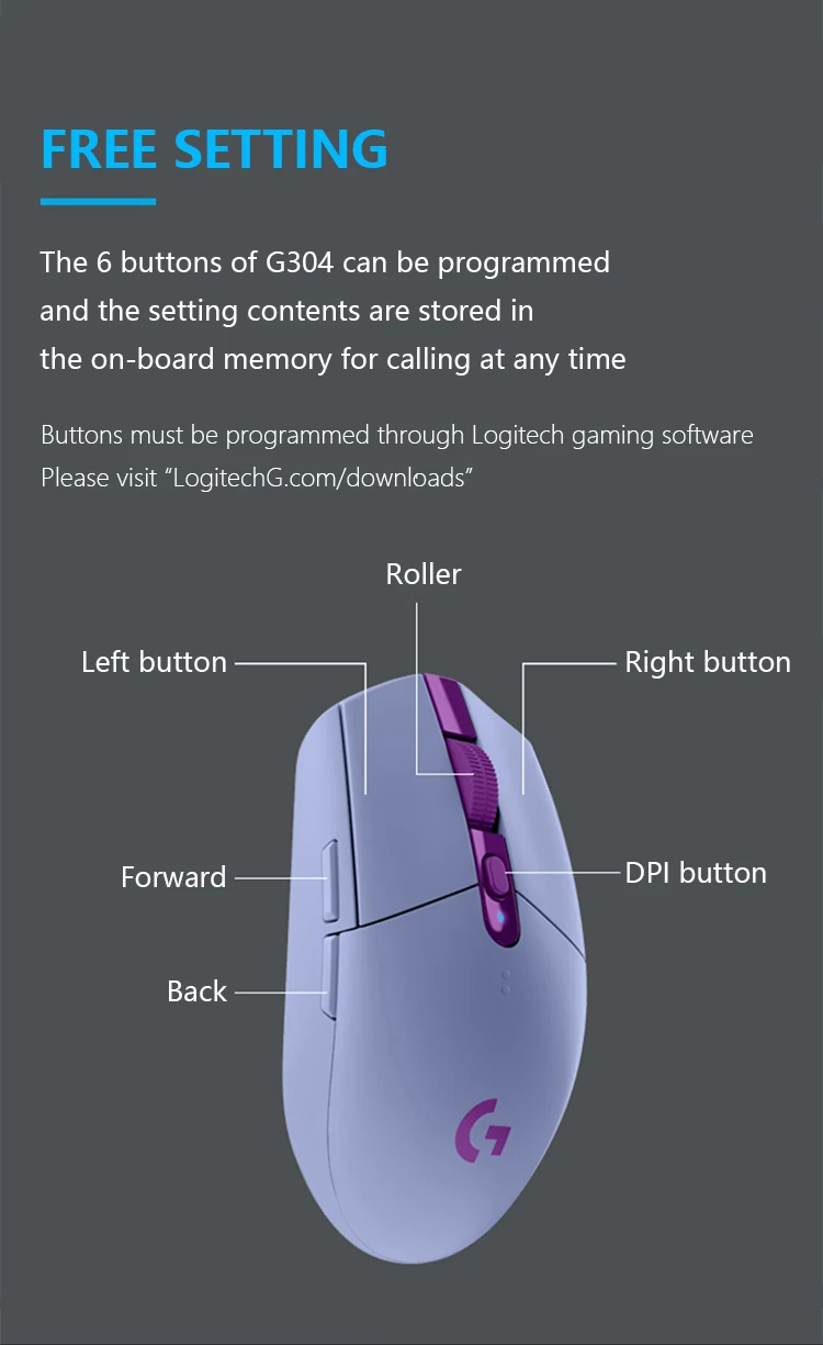 Logitech G304 Wireless Mouse Game E-sports Peripheral Programmable ...