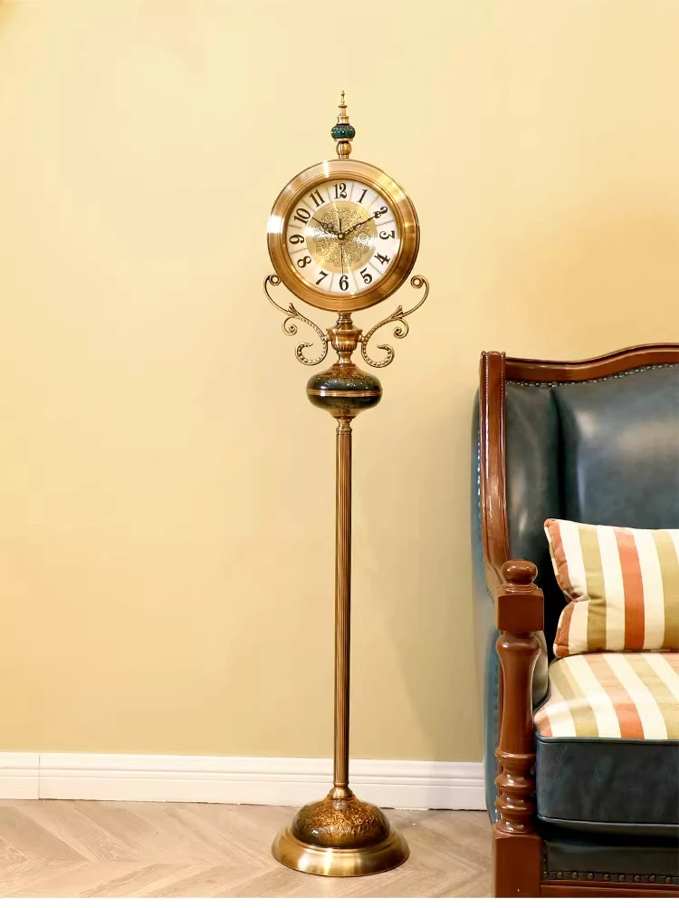 MKMJ Modern European Style Floor Clock Luxury Golden Copper Plated ...