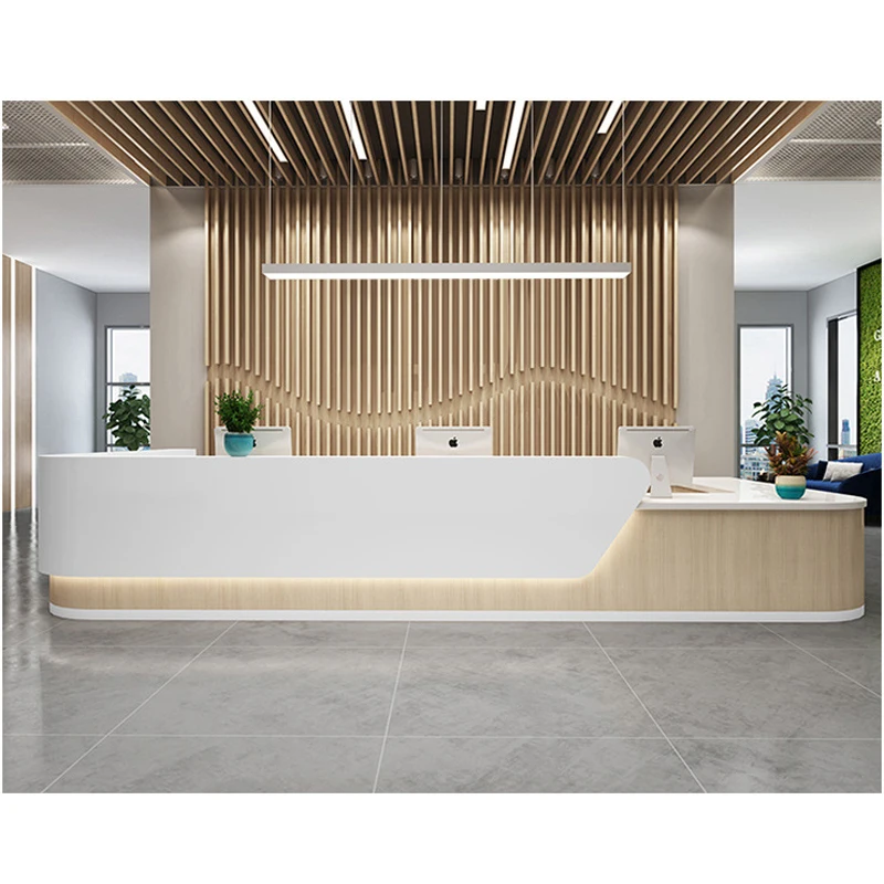 Hot Bespoke Fluted Reception Desk Modern Immeuble De Bureaux - Buy ...