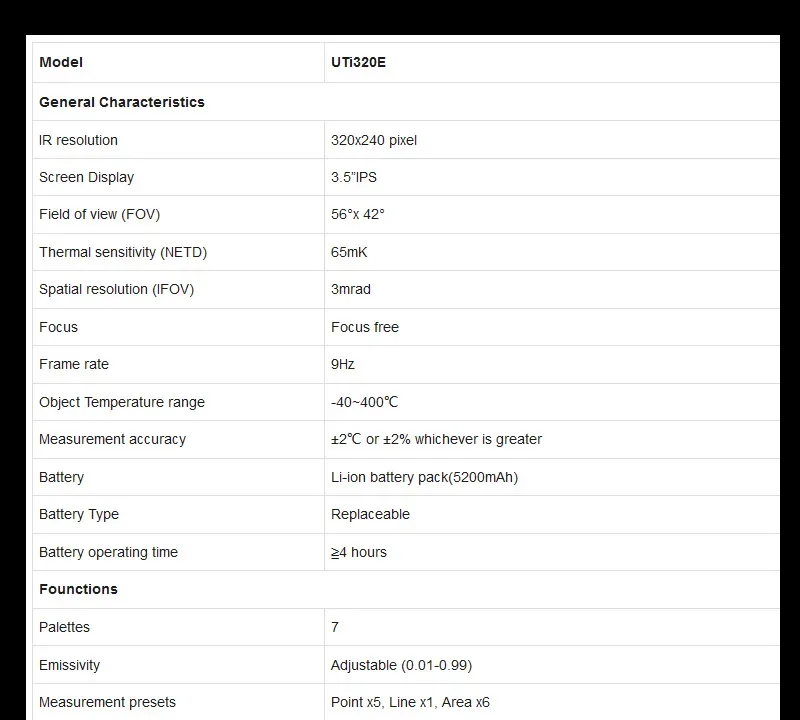 UNI-T Uti320e Thermal Imaging Camera - High Resolution & Wifi
