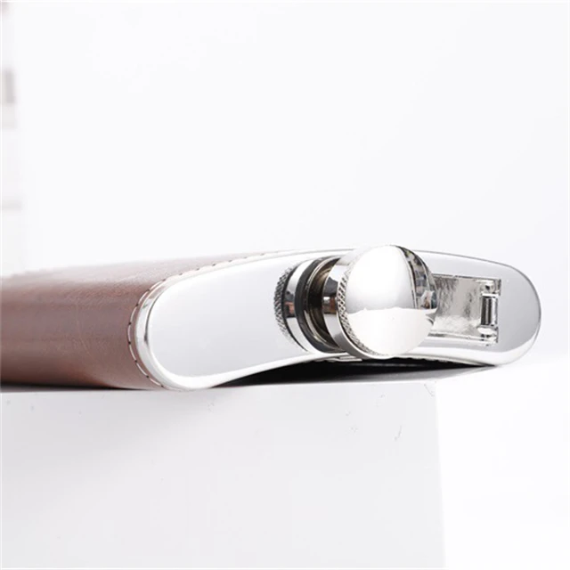 Custom Leather Liquor Flask - Stainless Steel Hip Flask