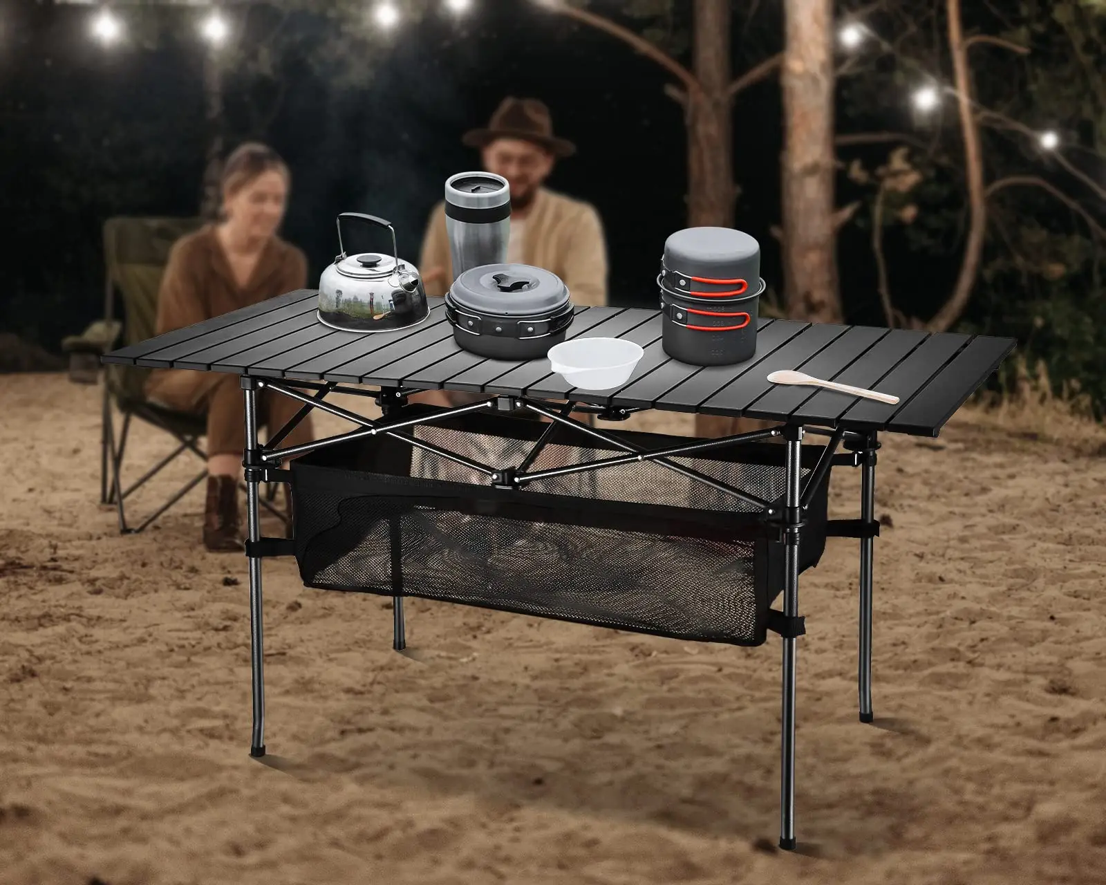Custom Portable 4FT Outdoor Dining Picnic Foldable Table Metal Black ...