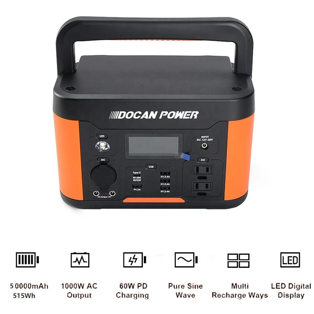 Docan Power New 600w Outdoor Charging Portable Power Station For Camping Emergency Energy Supply ...