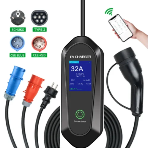 16A 32A Mode Level 2 AC Ev Charger 7KW 11KW Portable Charger