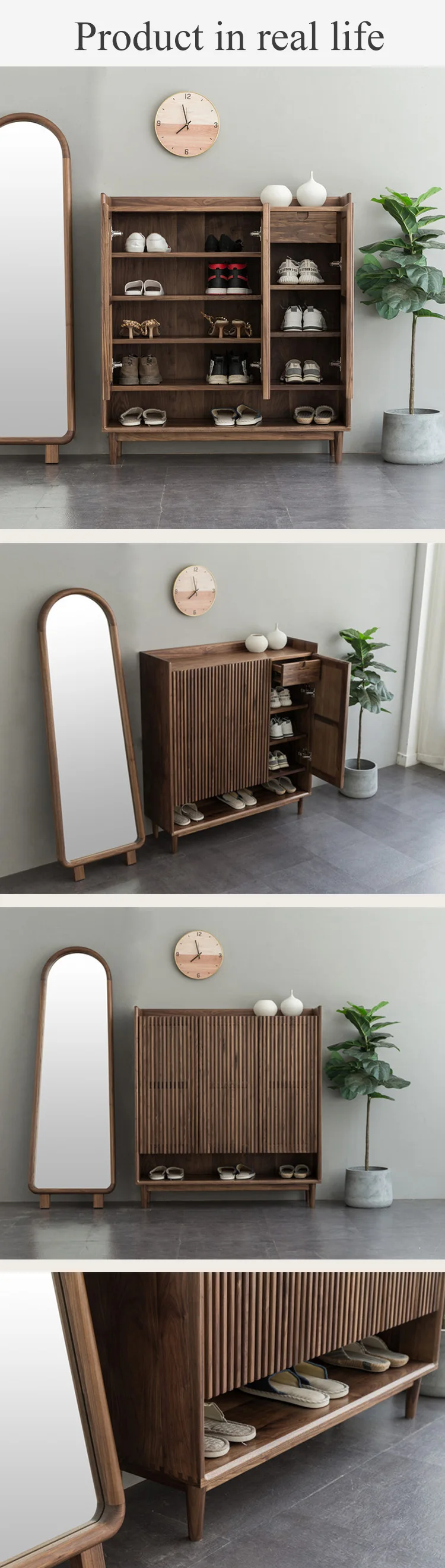 Modern Mid Century Shoe Organizer Vintage Solid Wood Shoe Storage ...