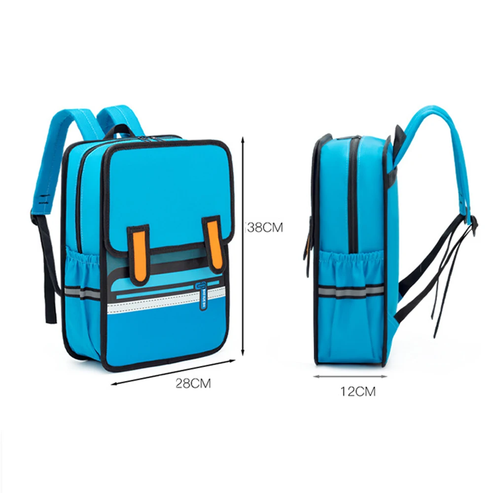 High Quality 2D Drawing Cartoon School Bag Cute 3D Backpack 2D Drawing ...