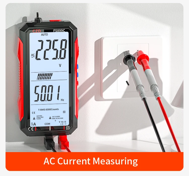 CZDANG FS899C Multimeter - 6000 Counts, Auto Range, Full Screen