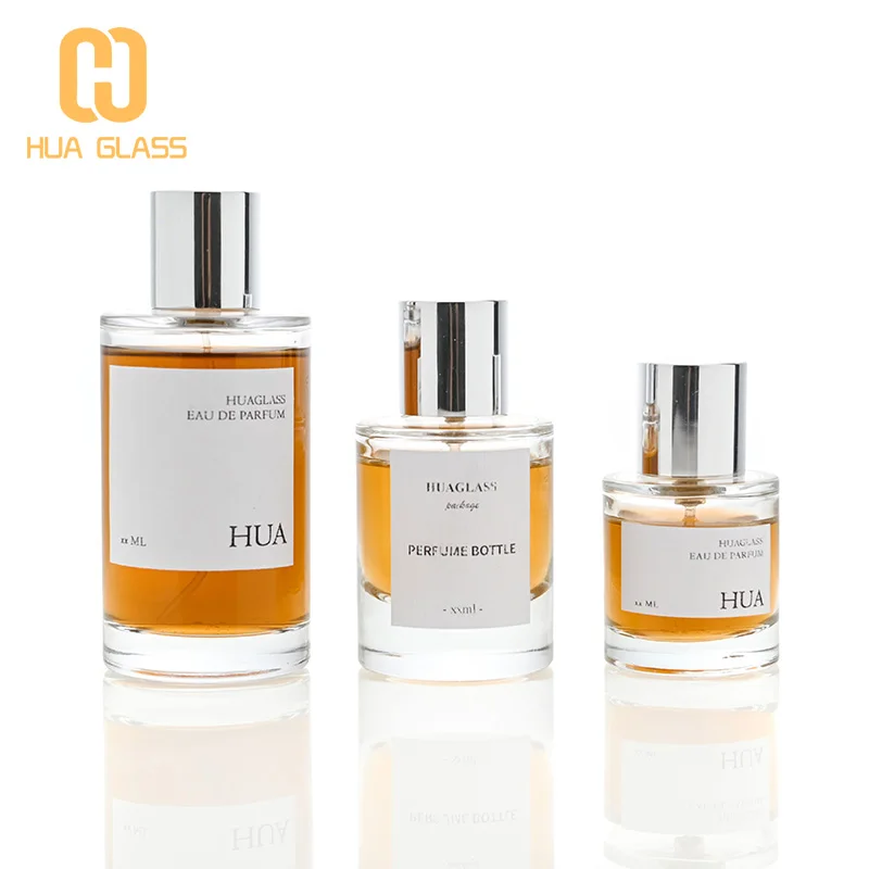 50ml Round Glass Perfume Spray Bottle with Aluminum Cap