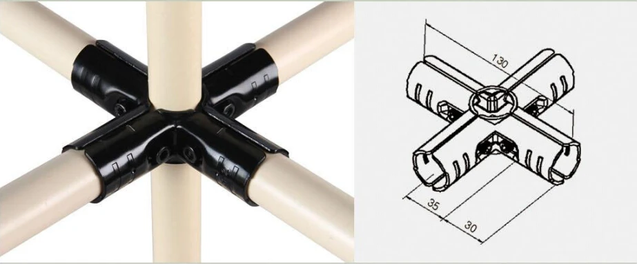 China Industrial Five-pipe Intersection Metal Joint Set Lean Tube ...