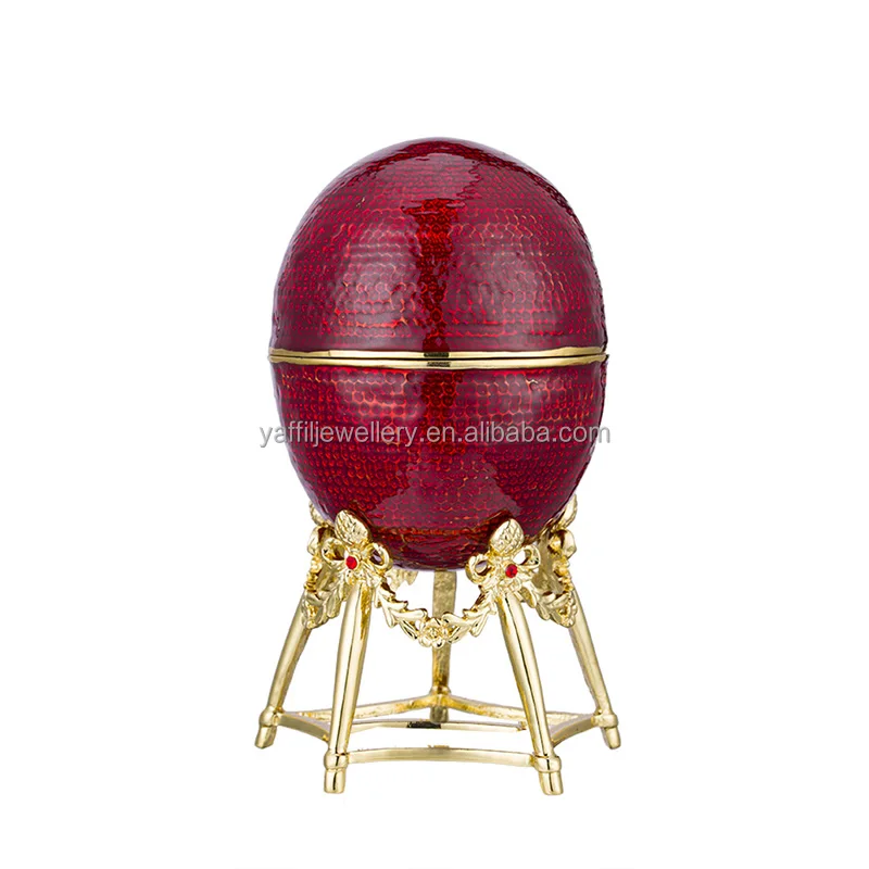 Vintage Red Zinc Alloy Jewelry Box Red Hen Egg Jewelry Box Jewelry ...
