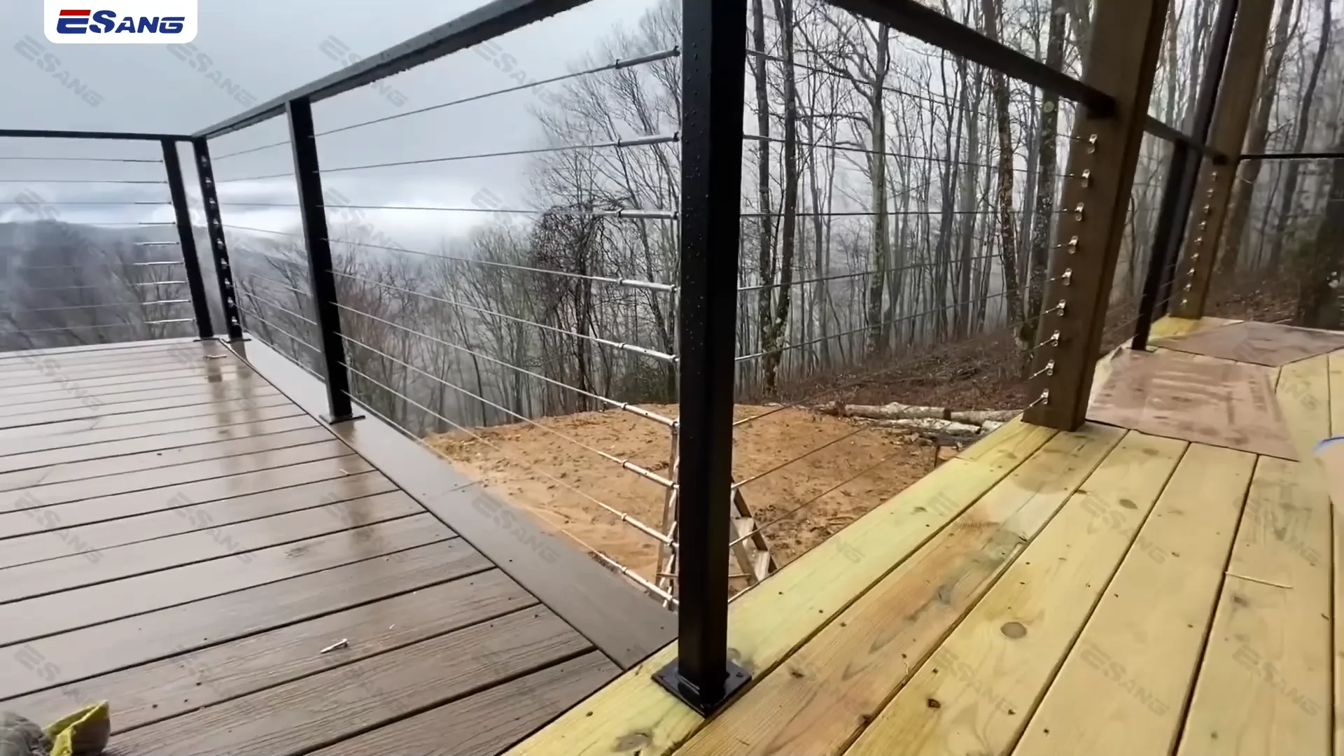 Esang American Standard Deck Stair Wood Handrail Top Mounted Cable ...