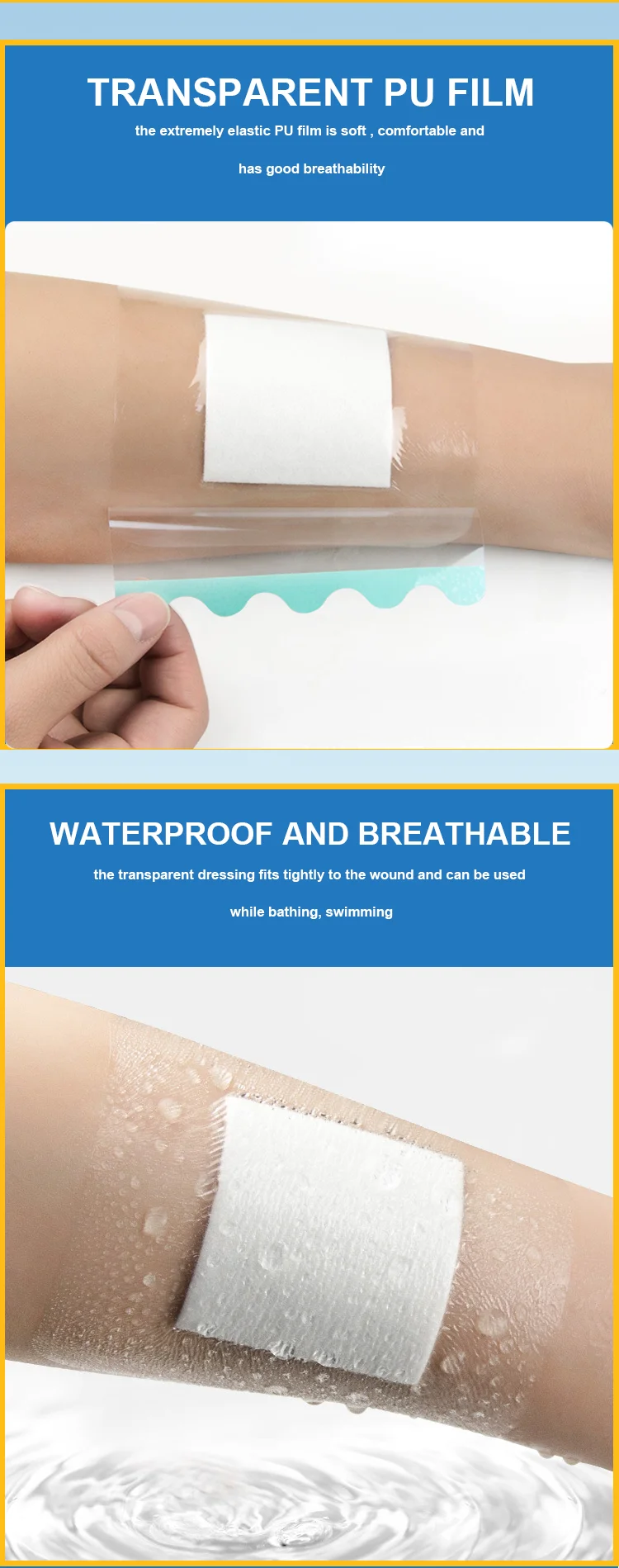 Medical Grande Waterproof PU Film Adhesive Wound Dressing for Cesarean ...