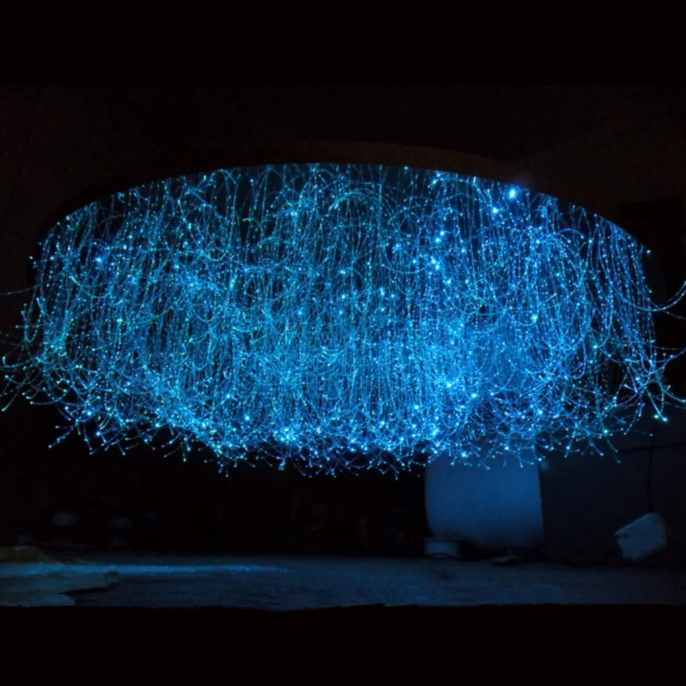 Free shipping RGB crystal chandelier blue fiber optic chandelier ...