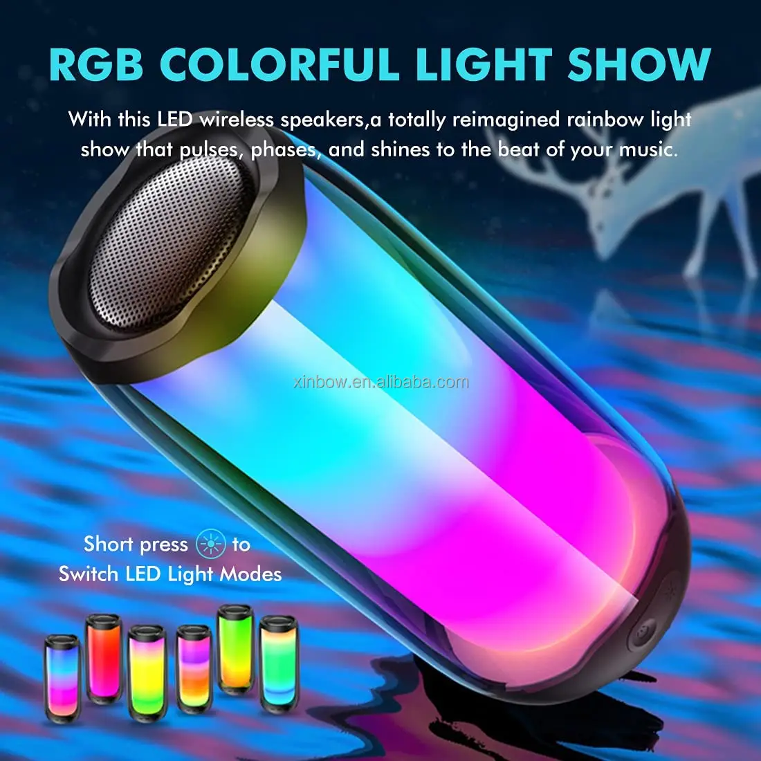 Portable RGB Outdoor Bluetooth Speakers with Subwoofer - OEM