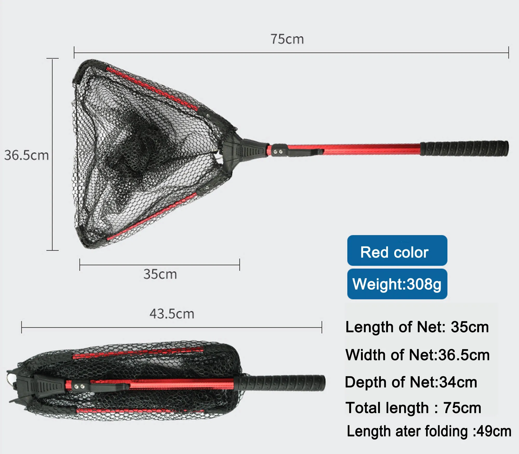 Aluminum Alloy Telescopic Folding Fishing Lure Nets Nylon Mesh Trout ...