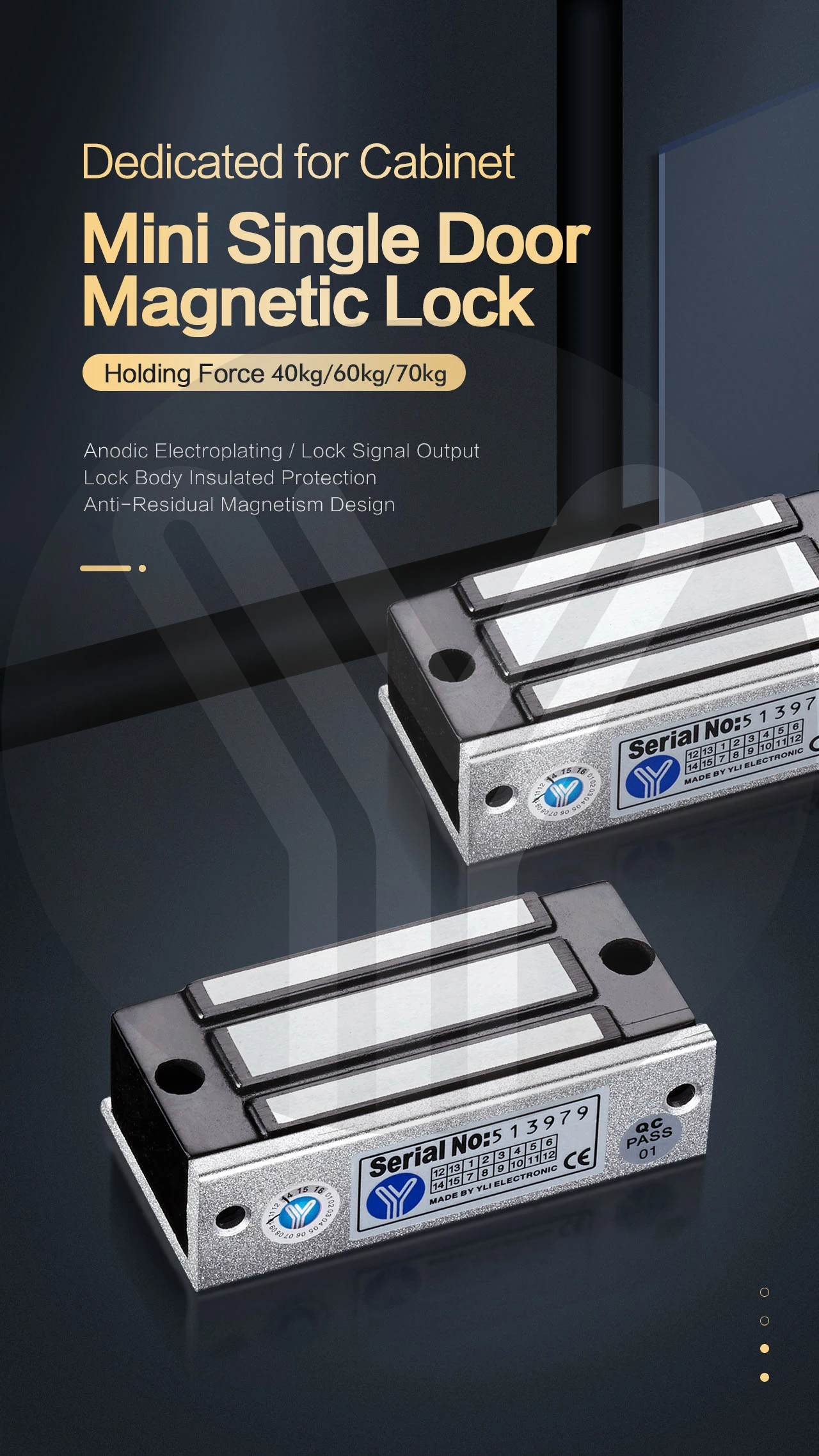 Single Door Electronic Door Lock Electromagnetic Lock Maglock Em Door Lock (120lbs) YM-60N ...