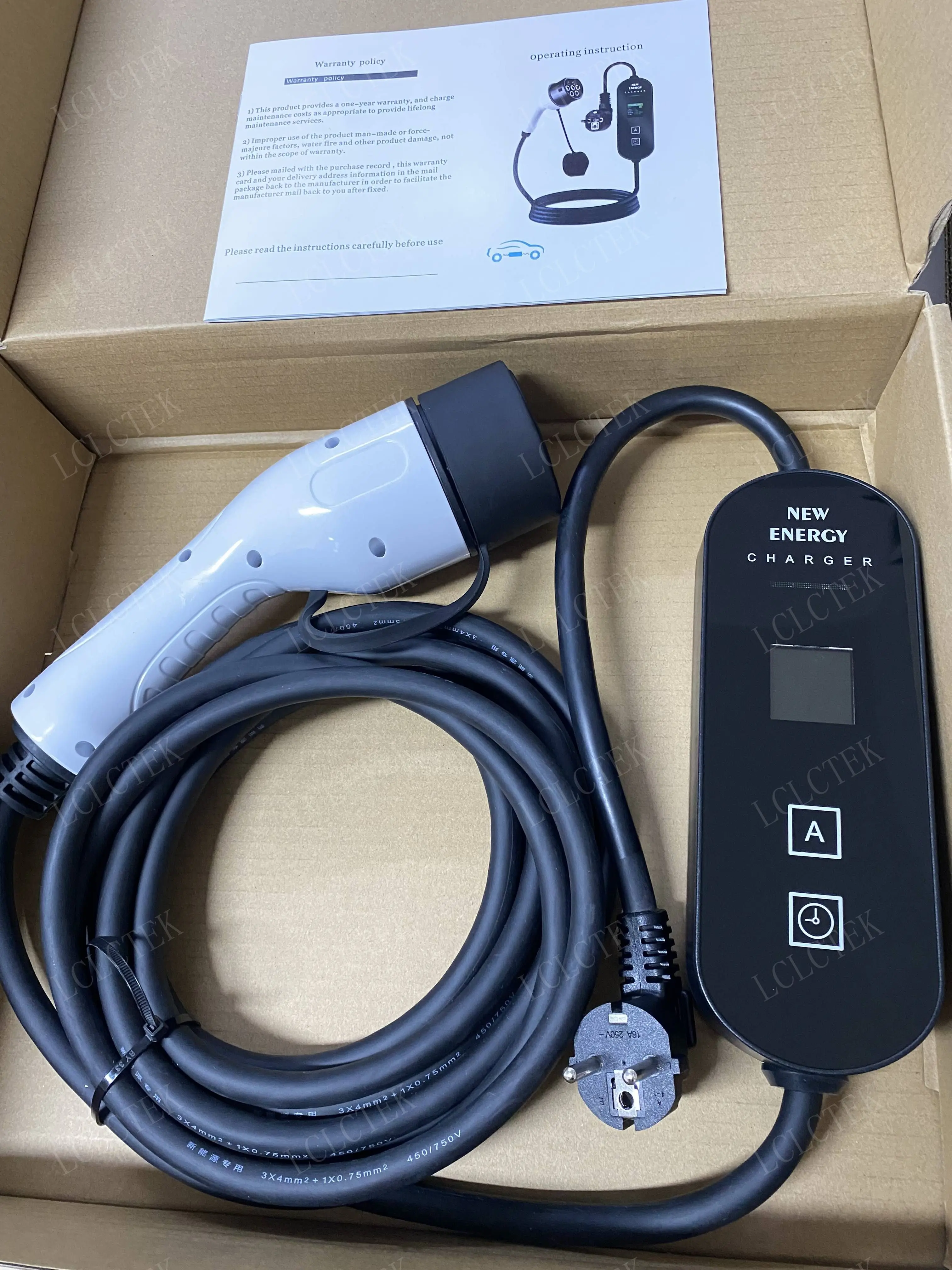 Lclctek Adjustable Ac Portable Ev Charger 16a 3.5kw Type 2 With Control ...