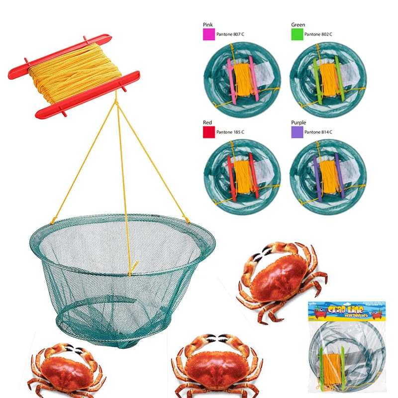 Crab Fish Crayfish Lobster Drop Net With Bait Clip & Rope Safe Crabbing ...