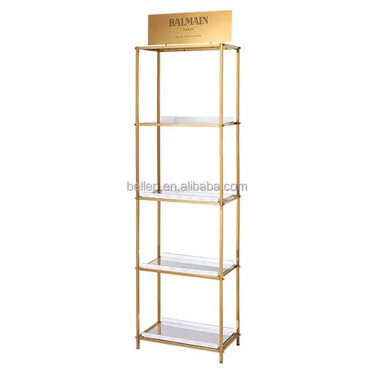 Custom Logo Salon Gold Metal Human Hair Rack Wig Shop Display Shelf ...