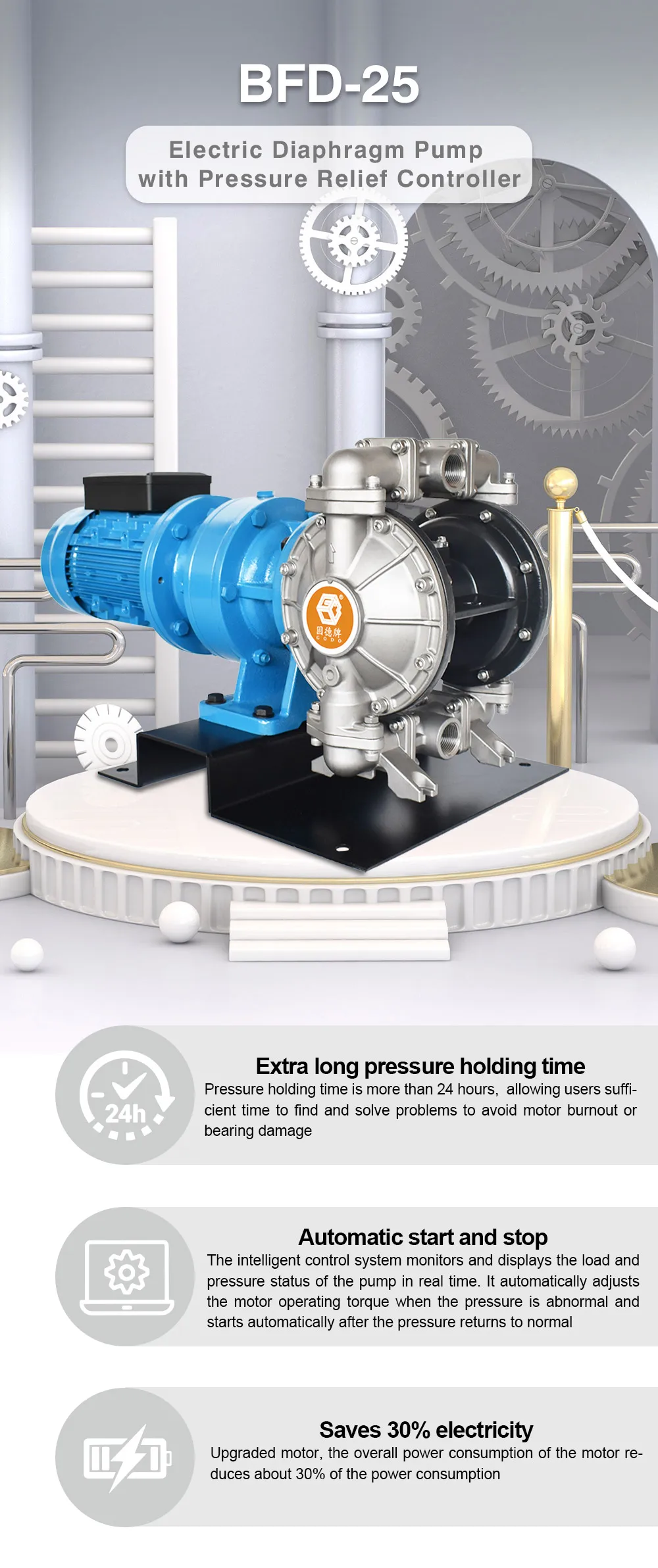 BFD-25P Stainless Steel Electric Diaphragm Chemical Pump-Chemical Acid ...