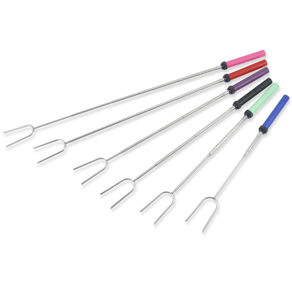 6 PCS Campfire Telescoping Marshmallow Roasting Sticks Forks Extendable ...