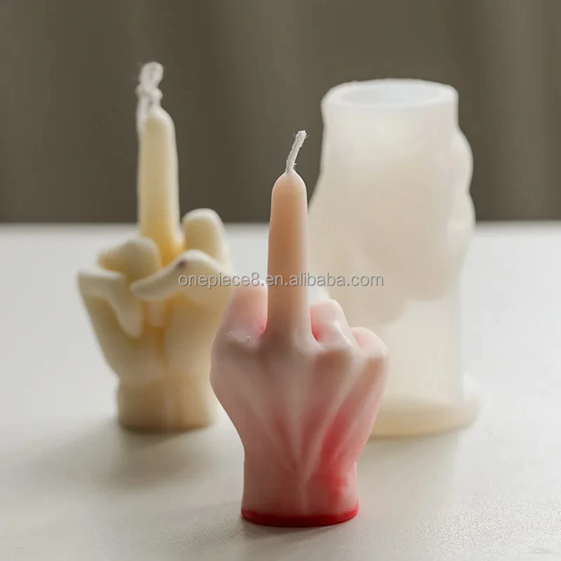 3d Middle Finger Candle Silicone Mold Diy Gesture Aromatherapy Plaster ...