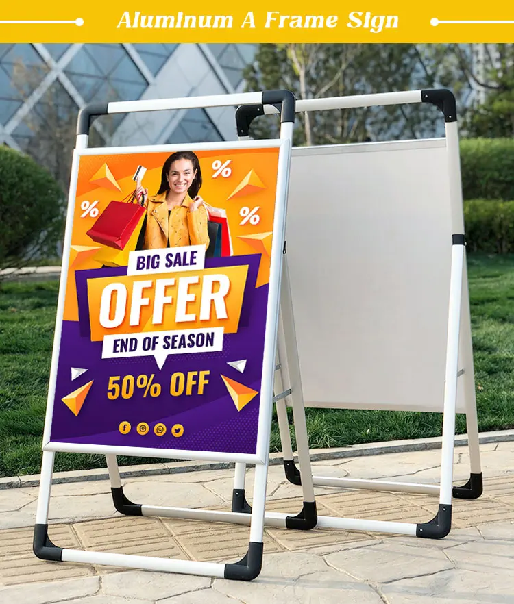 Popular Promotional Reusable a Frame Display Stand Shop Displays Metal ...