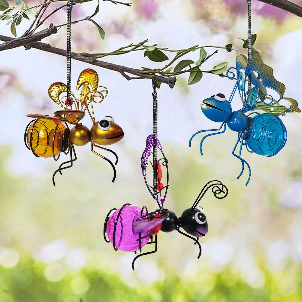 Portable Colorful Led Solar Bee Butterfly Dragonfly Fairly Lantern For ...