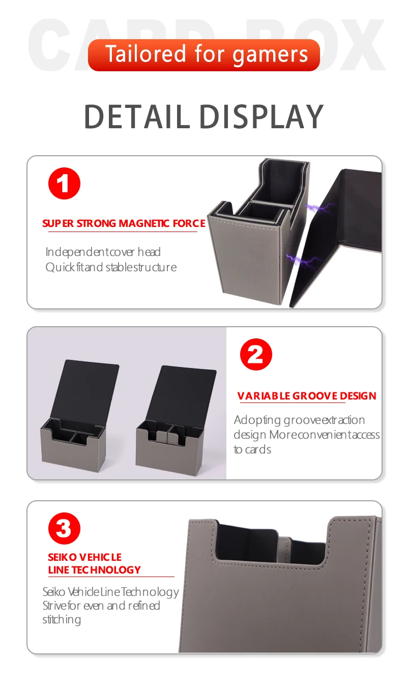 Standard Board Game Box Size - Magnetic Flip Leather Deck Boxes for Storage