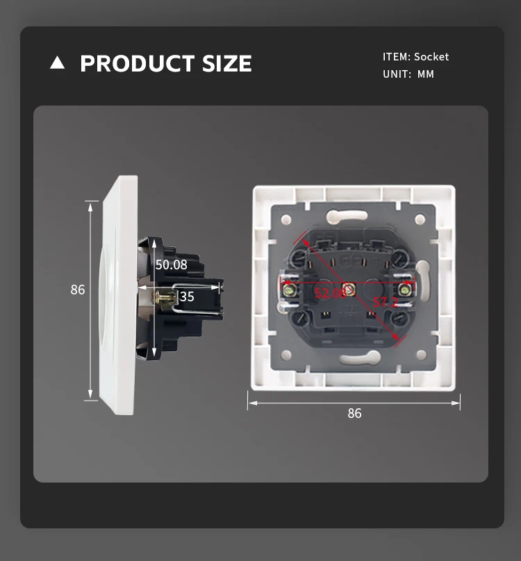 Electrical 16a Black White Color Wall Power Socket Simple Socket Eu ...