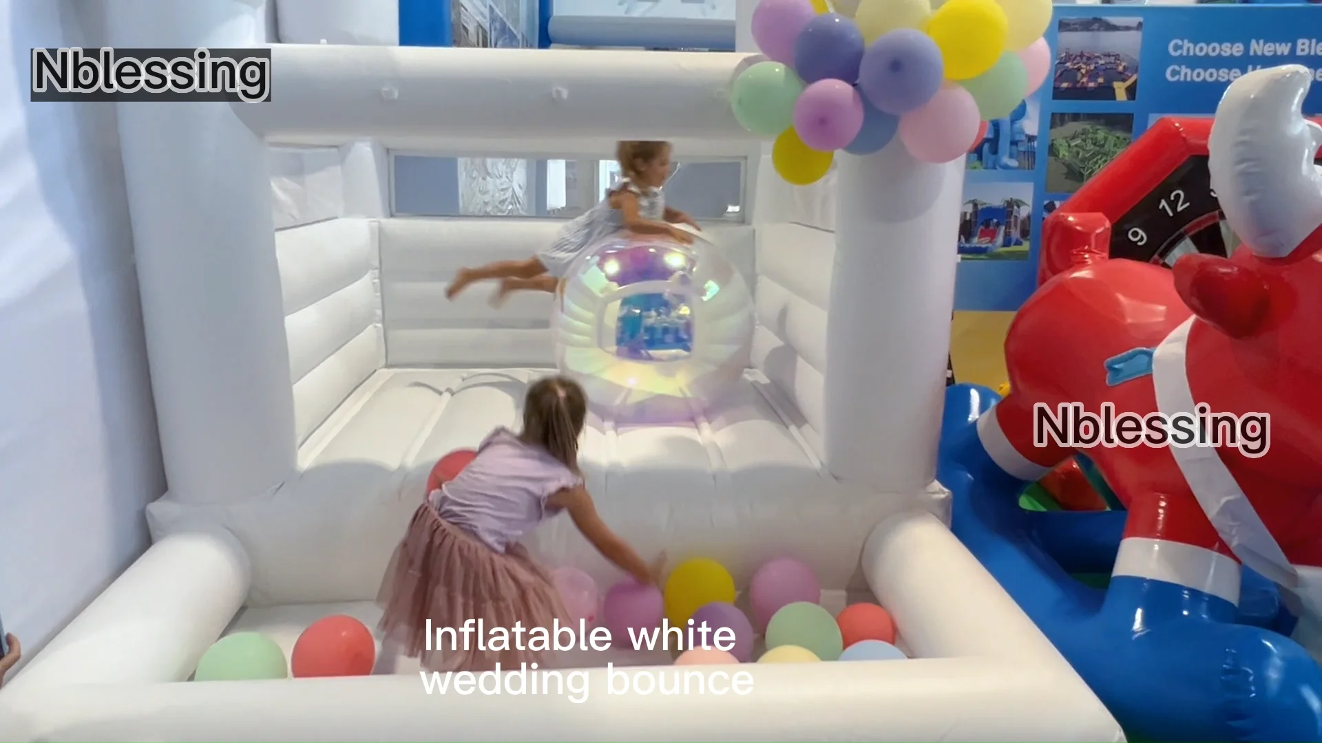 White Inflatable Bounce House Outdoor Mini Inflatable Wedding Bouncing ...