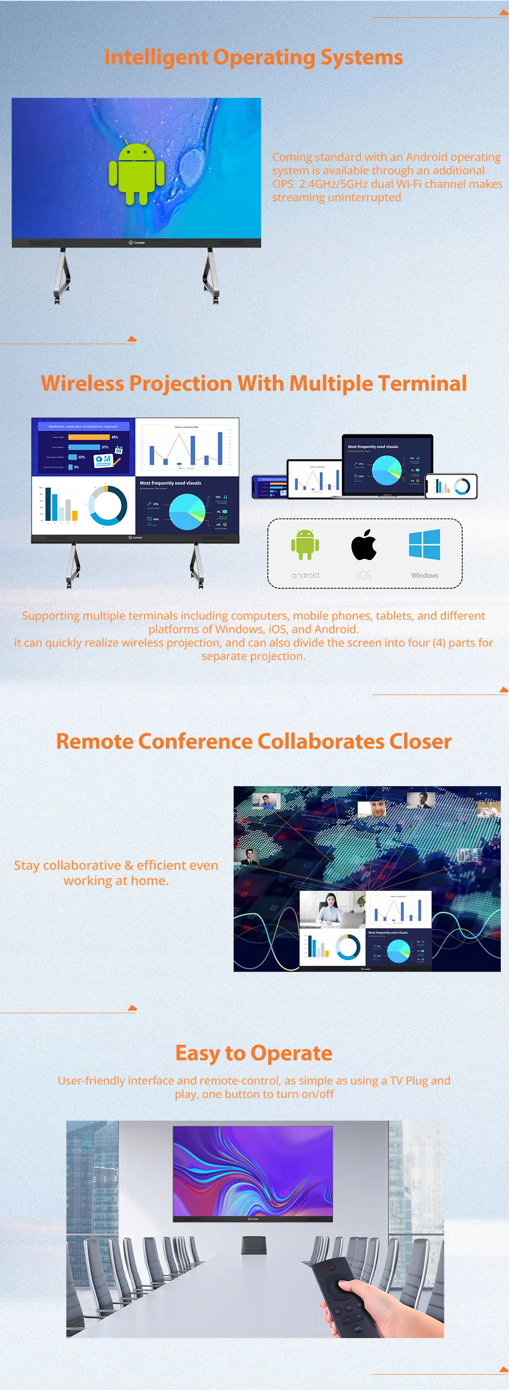 All In One 108inch 135inch 163inch Mobile Meeting Room Education Led ...