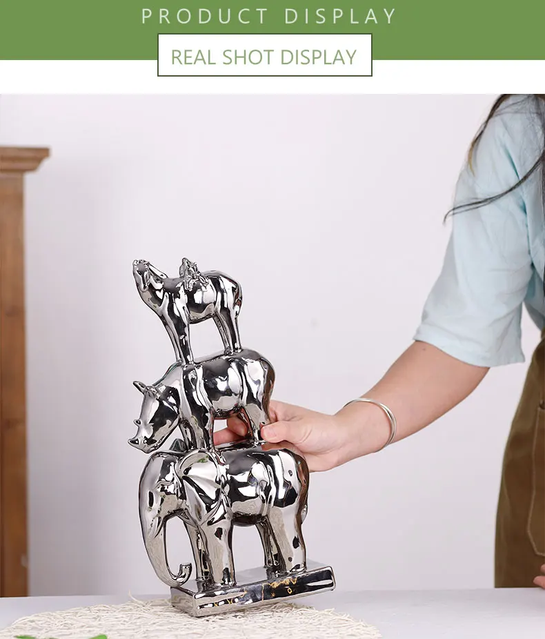 Redeco 2023 New Trend Modern Style Elephant Statue Silver Color Animal ...