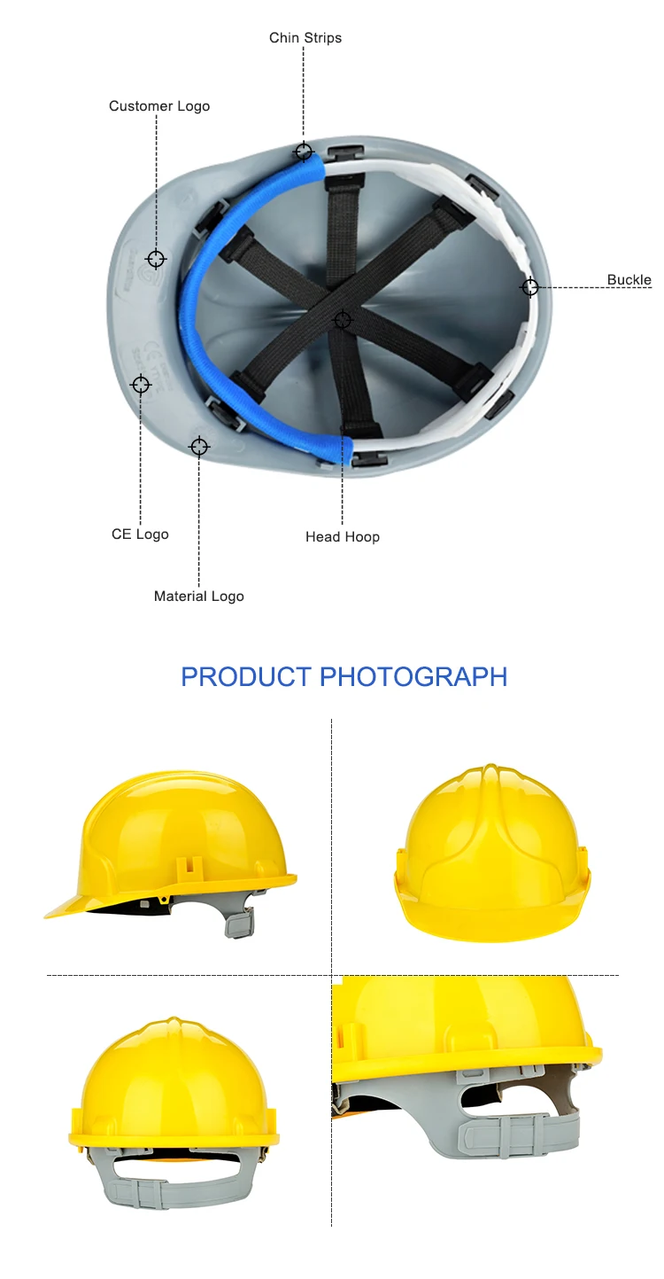 Customizable Logo Construction Industry Safety Helmet With Ribbon ...