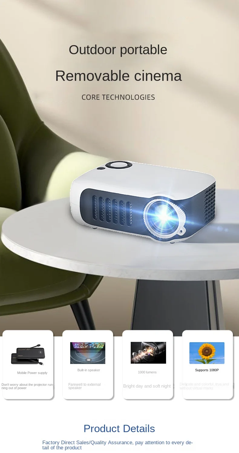 A2000-Mini Portable Led-Outdoor-Miniature-Hd-1080P-Mobile-Phone ...