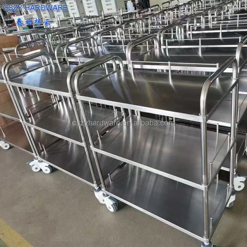 Full Welded #304 Stainless Steel Trolley for Hospital Lab