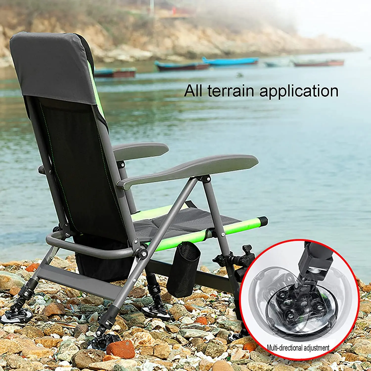 Folding Fishing Lounge Chairs with Rod Holder, Umbrella Stand ...
