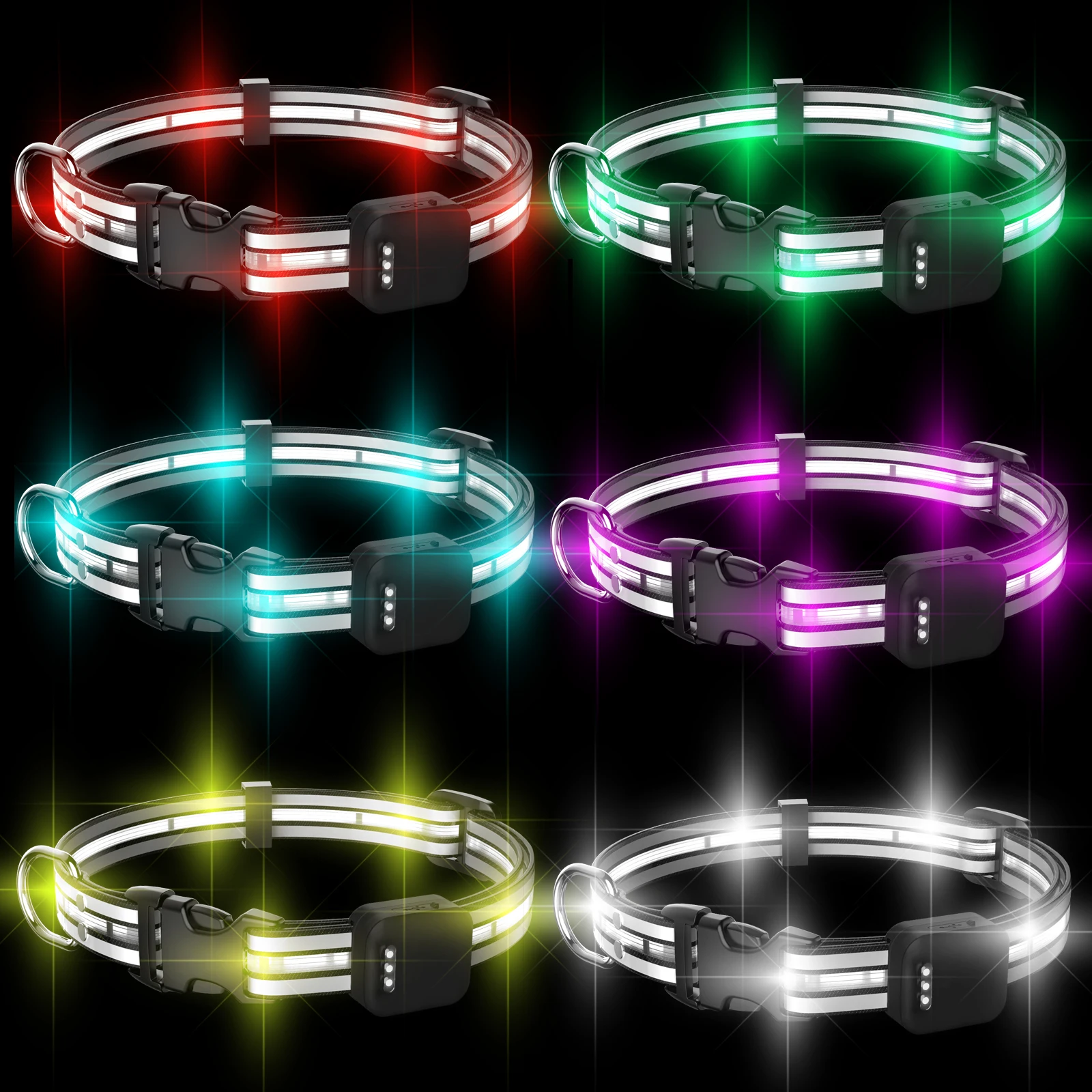 Waterproof Pvc Rgb Light Collar Walking Pet Led Collar Glowing Dog ...