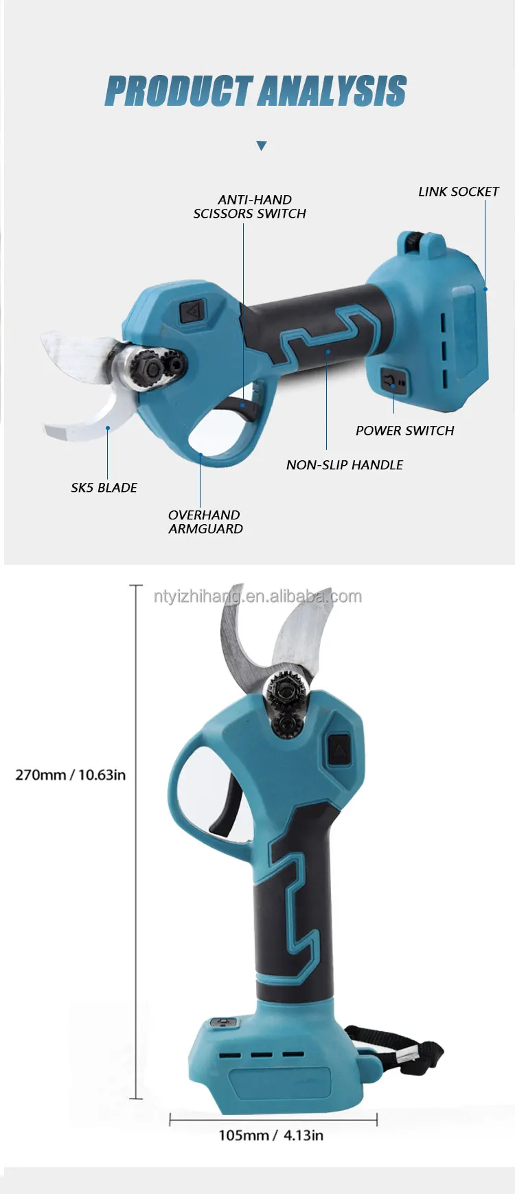 Acs106 Portable Electric Pole Pruning Shears Tree Branches Cutting ...