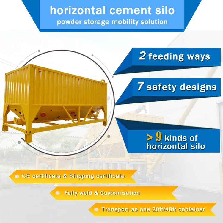 Horizontal Container Type Storage Cement Silos With Screw Conveyor For ...