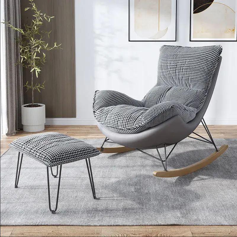 Hot Sale Modern Wooden Fabric Backrest Modern Rocking Chair For Living ...