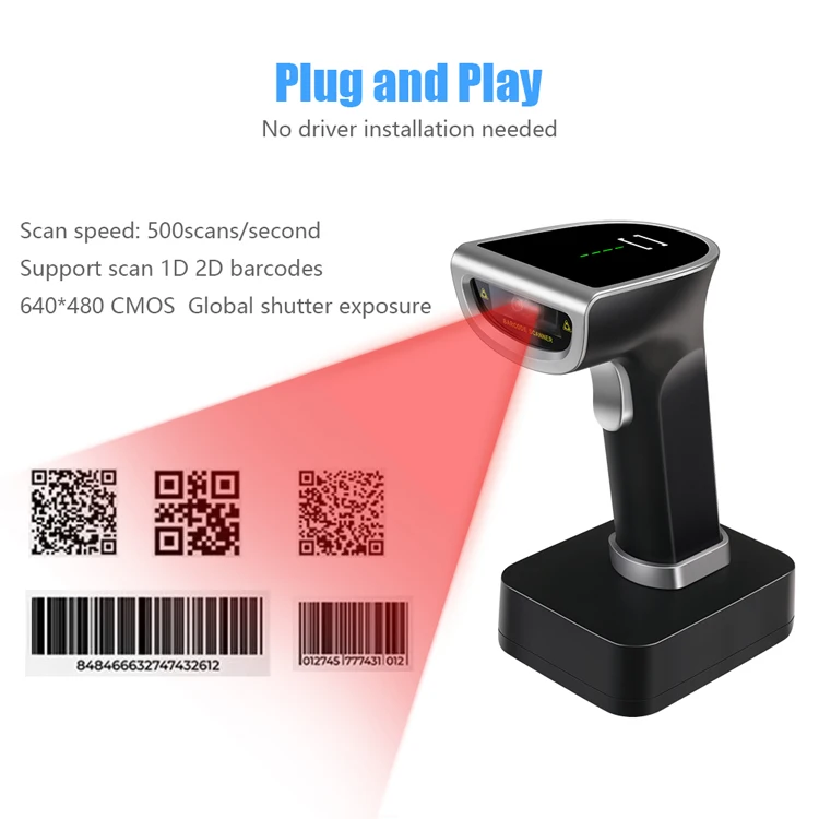 Cmos Qr Code Reader Bar Support 1d 2d Codes 2d 2.4g Wireless Barcode ...