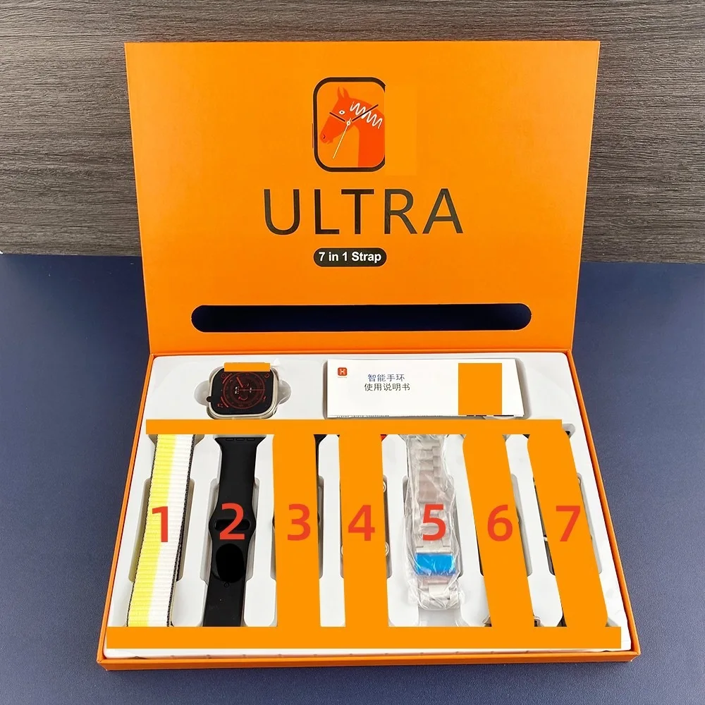 Dropshipping 7in1 Ultra Smartwatch With 7 Straps Metal Ocean Rubber ...