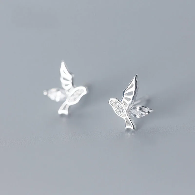 Cute Animal CZ Flying Bird 925 Sterling Silver Studs Earrings| Alibaba.com